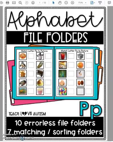 Alphabet File Folders Letter P by Teach Love Autism | TPT