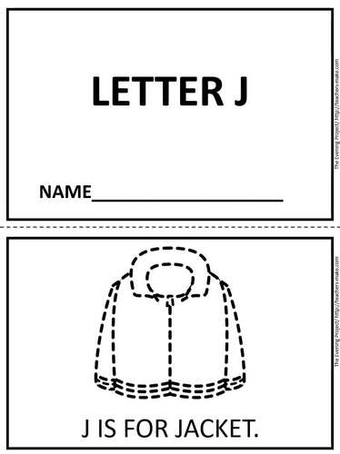 Letter J tracing and coloring emergent reader for pre-K, K, homeschool ...