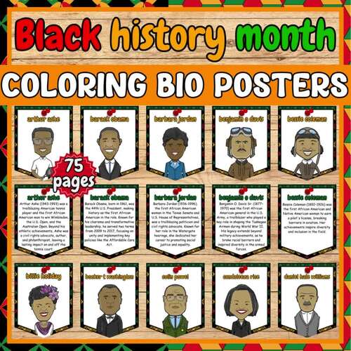 black history month black Leaders biography posters-bulletin board ...