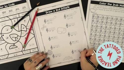 MUSIC WORKSHEETS | Intervals Piano Printables: 2nds [Primary Level ...