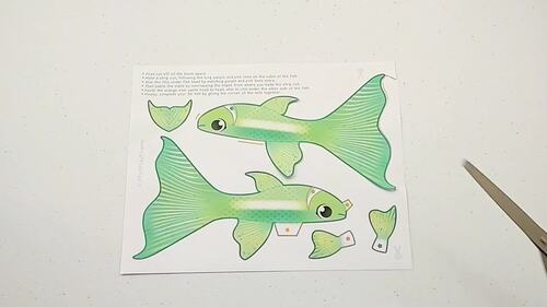 Fish Craft Kit, Ocean Animals 3D Craft Print Set with Coloring Pages