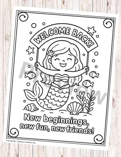 Little Mermaid Back to School Affirmation Coloring Pages | No Prep SEL Fun