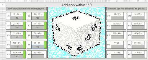 Digital Math Pixel Art Mystery Picture 3rd Grade Fluency Addition ...