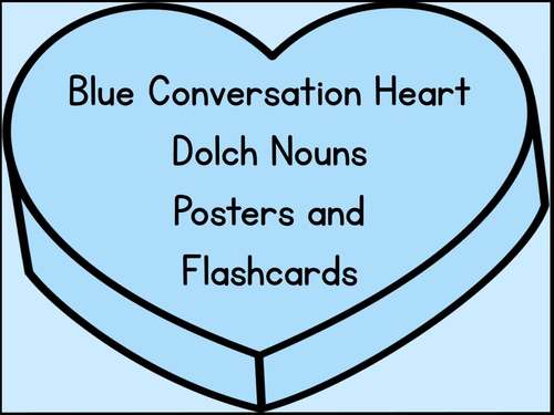 Blue Conversion Heart Noun Sight Word Printable Flashcards and Posters