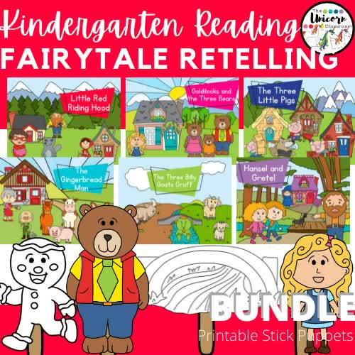 Fairytale Puppet Show Retelling Sticks- Goldilocks 3 Bears, Billy Goats ...