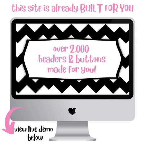 Classroom Website Template Premade Design Google Sites Black White Bundle