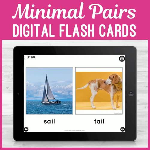 No Print Minimal Pair Cards for Speech Therapy on iPad or Teletherapy