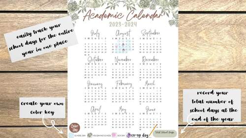 Homeschool Academic Calendar 2023-2024 by This Marvelous Life | TPT