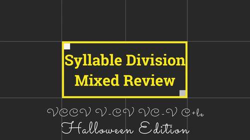 Halloween Orton Gillingham VCCV VCV CLE Consonant le Syllable Division BOOM