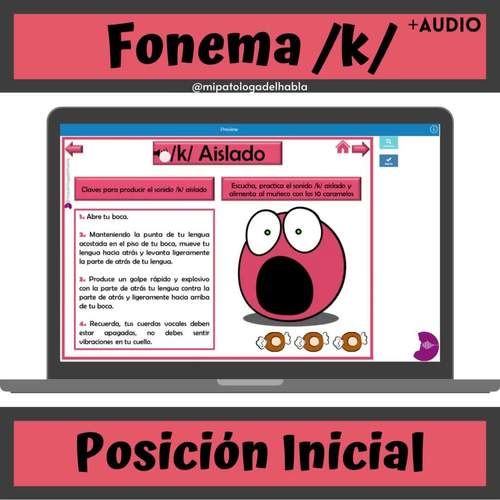 Fonema k Posición Inicial Boom Cards by Mi Patologa del Habla | TpT