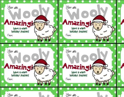 Cute Sheep Christmas/ Winter Holiday Gift Tag- You are Wooly Amazing!