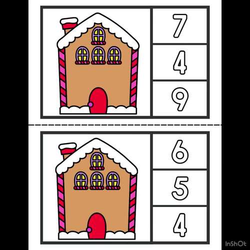 Gingerbread Math Count and Clip Cards | Subitizing to 10 | Kindergarten ...
