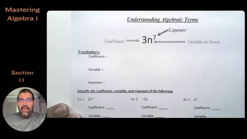 Algebra 1 Flipped Classroom - Understanding Algebraic Terms (FREE)