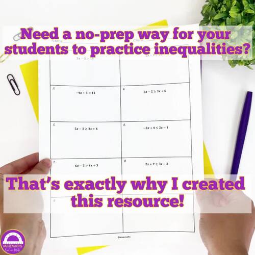 Solving Inequalities Drag and Drop Self-Checking Activity Digital and ...