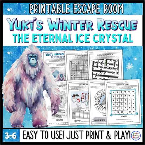 The Yeti's Winter Rescue|Printable Escape Room|Puzzles|Logic|Games|Teamwork