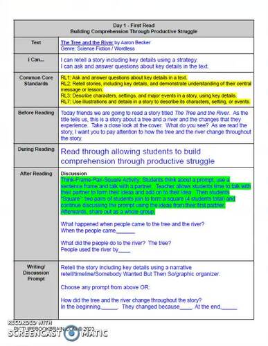 The Tree and the River Lesson Plan, Google Activities & Dictation