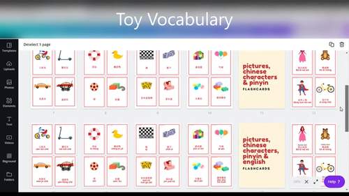 TOYS CHINESE FLASH CARDS | Bilingual Chinese flashcards TOYS with pinyin