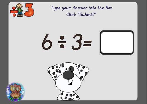 Division facts fluency for 3 Boom Cards by Funny Owl | TPT