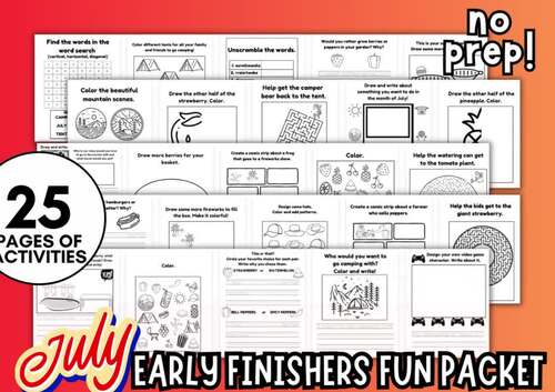 EARLY FINISHERS BUNDLE Summer End of the Year | Fun Morning Work June July