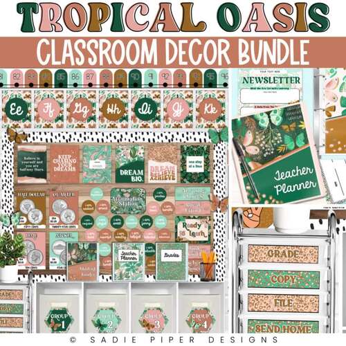 Tropical Classroom Decor MEGA BUNDLE, Plant Classroom Decor, Green ...