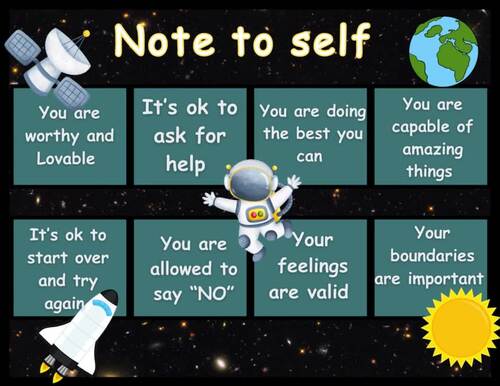 Growth Mindset| Affirmation| Poster Bulletin Board Space theme | TPT