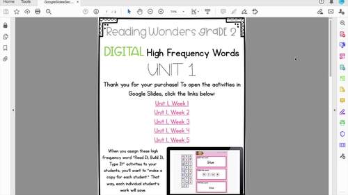 Google Slides™ Second Grade Reading Wonders DIGITAL High Frequency ...