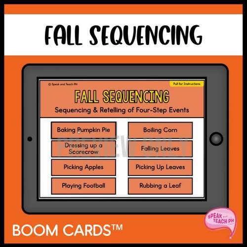 Fall Sequencing and Retell No Prep Speech Therapy Boom Cards™ | TPT