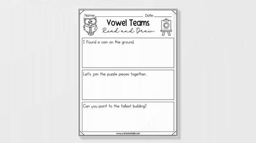 Vowel Teams Read And Draw | Literacy Center | Phonics | TPT