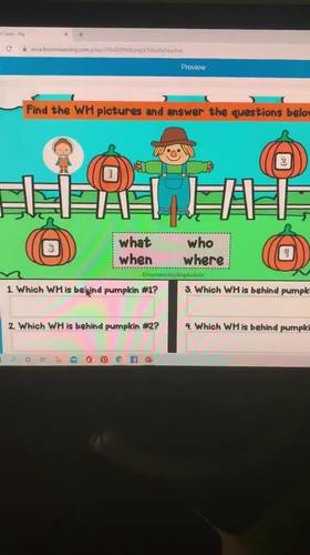 Fall WH Typing Boom Cards ( Word Bank Supported) by Homeschooling Autism