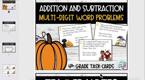 Multi-Digit Addition and Subtraction Halloween Word Problems | TPT