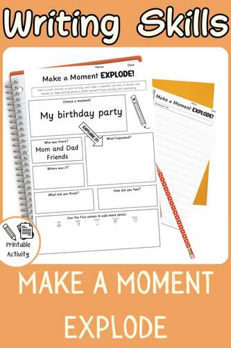 Personal Narrative Writing Graphic Organiser Make a Moment Explode ...