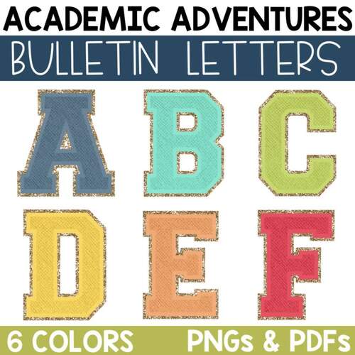 Varsity Patch Bulletin Board Letters / Varsity Clipart / Lettering Pack