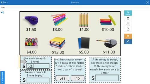 Budgeting money and calculating total amount and change Boom™ cards