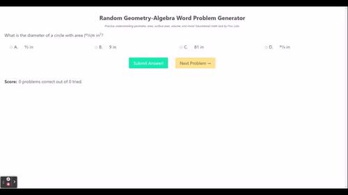 Geometry-Algebra Word Problems: Example Solutions (pairs with free web app)