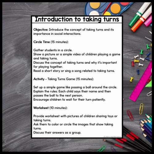 Taking Turns Lesson Plans Packet for Elementary Social Skills Development