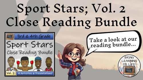 Sport Stars Volume 2 Close Reading Comprehension Bundle | 3rd & 4th Grade