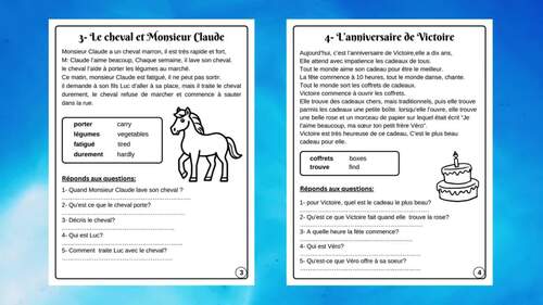 French reading comprehension Activities- Short Stories- Compréhension ...
