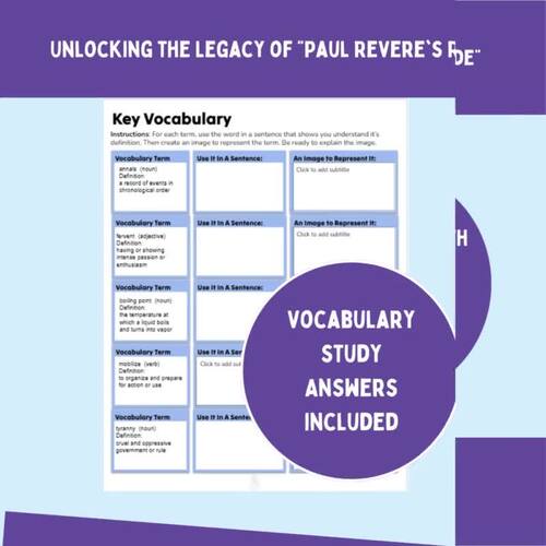 Paul Revere's Ride Workbook: Literary Analysis and Comprehension Activities
