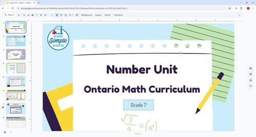 Google Slides Lessons - Ontario Math - Grade 7 - Number Unit | TPT