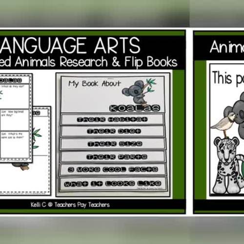 Animals Research Flip Books For Endangered Animals by Kelli C | TPT