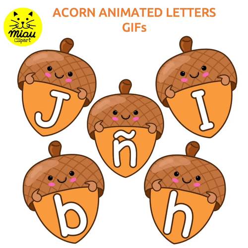 Acorn Animated Letters Clip Art | Fall | Gif Alphabet by Miau clipart