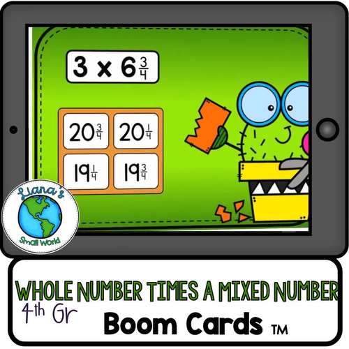 Whole Number Times a Mixed Number Boom Deck Digital Task Cards | TPT