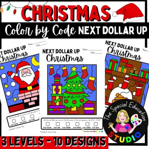 Christmas Math Color by Number Special Education Life Skills Money ...