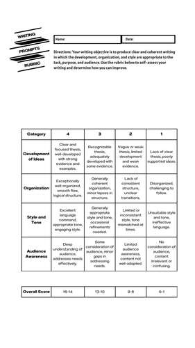 Writing Editing Checklists and Rubric | TPT