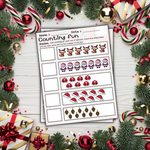 Christmas Counting to 10 Worksheets | Kindergarten & Preschool Math ...