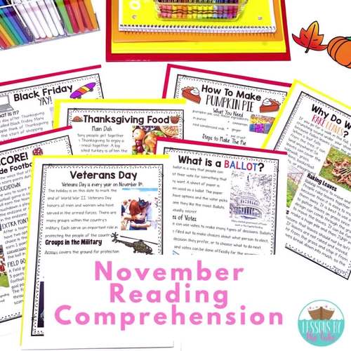 November Reading Comprehension Nonfiction Passages Color By Comprehension