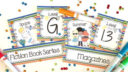 PreK-5 Classroom Library Signs & Labels for Book Bins & Books PRIMARY ...