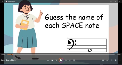 Bass Clef Spaces 'Name that Note' Practice by Mrs B Fun Learning Center