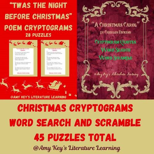 Christmas Cryptogram Giant Puzzle Packet 45 Puzzles Total Poetry Grades ...