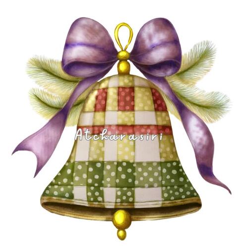 Watercolor Christmas Bells – 14 PNG Files by Atcharasiri Whimsy Colors